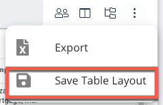 Customizing and Saving Order Table Layout